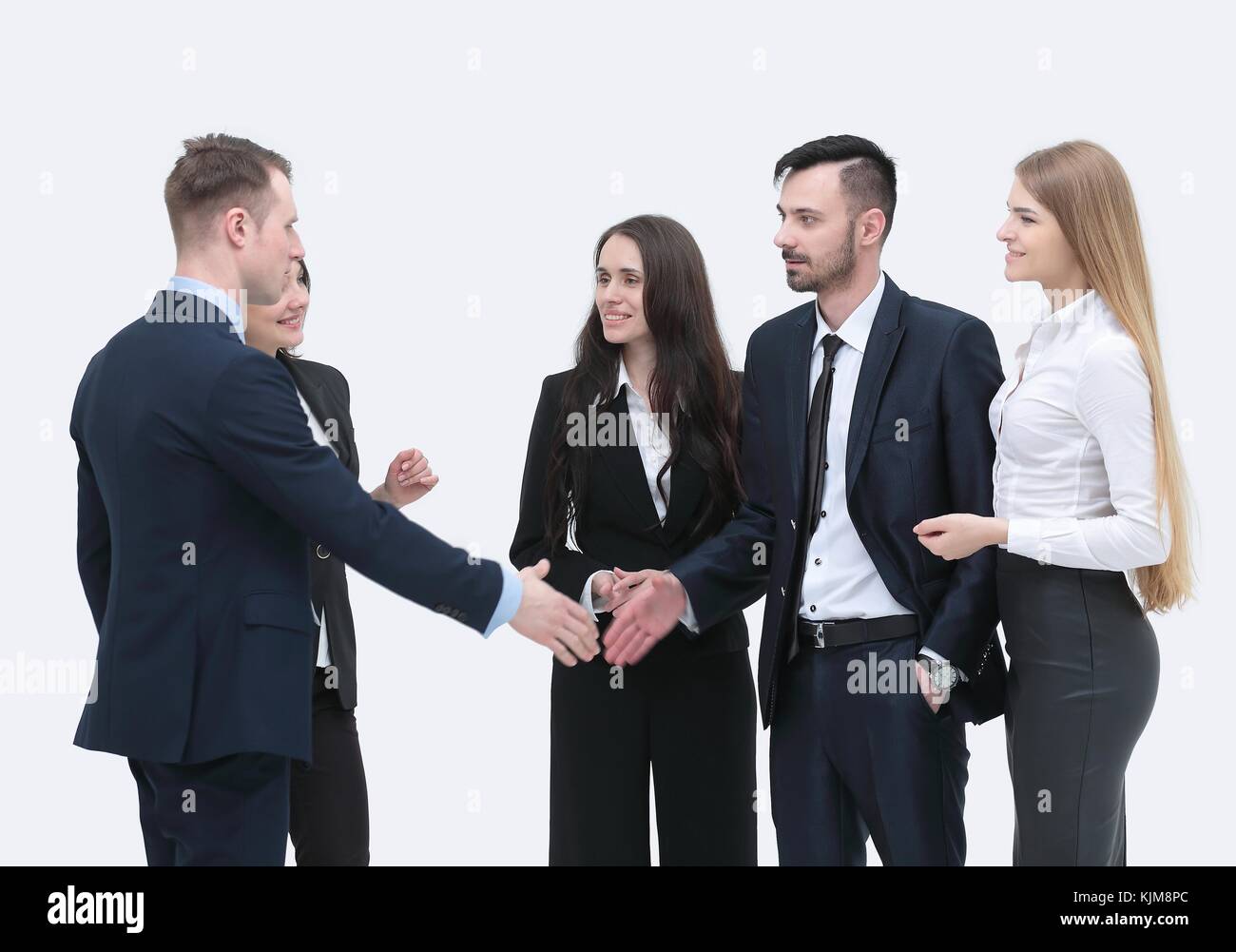 welcome and handshake business partners Stock Photo - Alamy