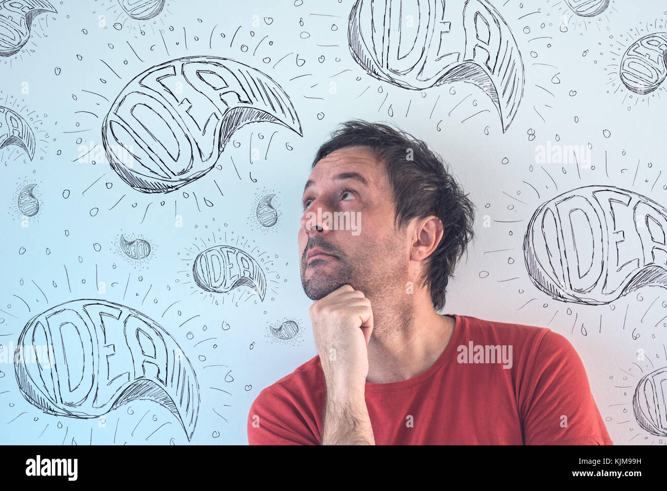 Creativity, creative ideas and brainstorming concept with headshot ...