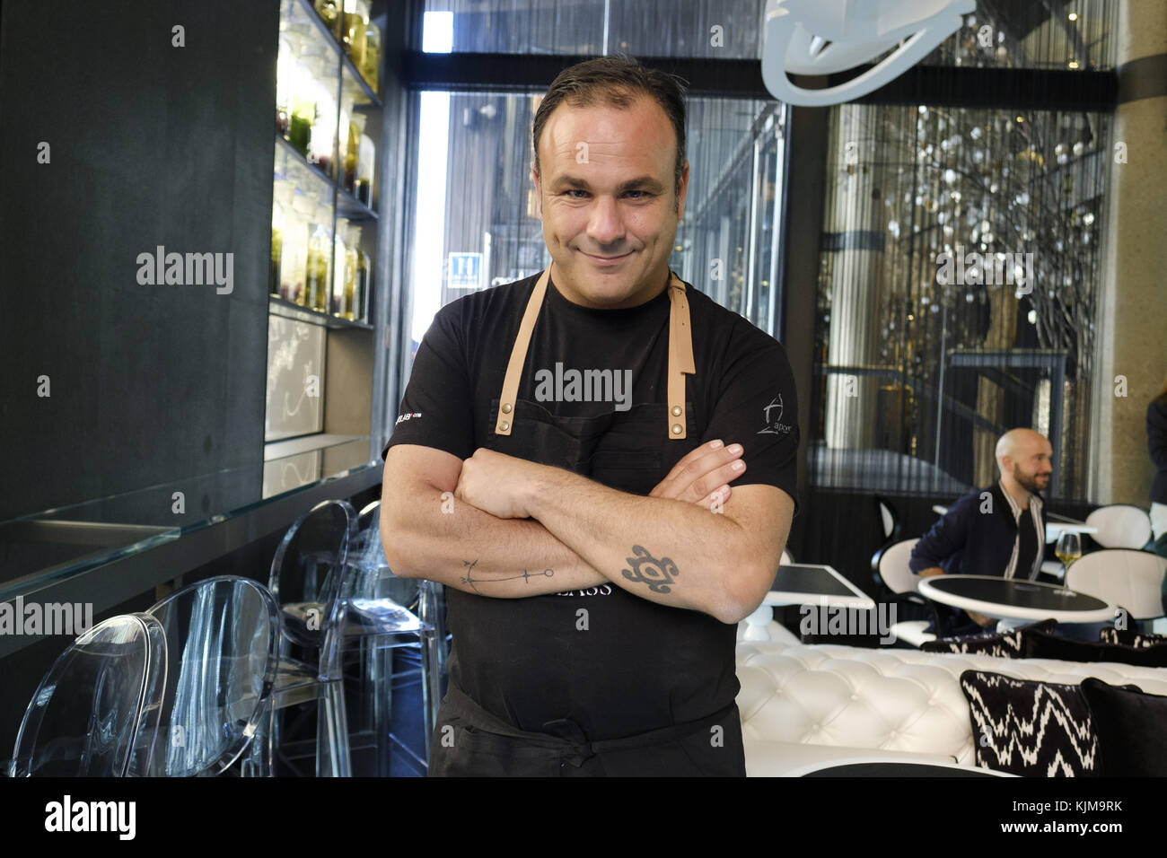 Chef Angel Leon poses during the inauguration of the Hotel Glass ...