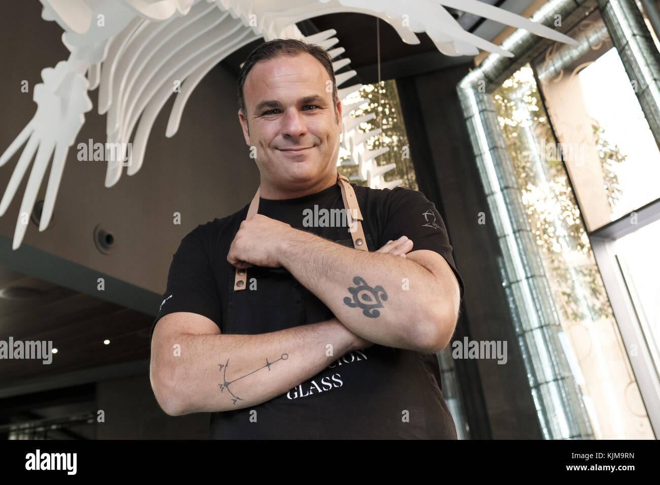 Chef Angel Leon poses during the inauguration of the Hotel Glass ...