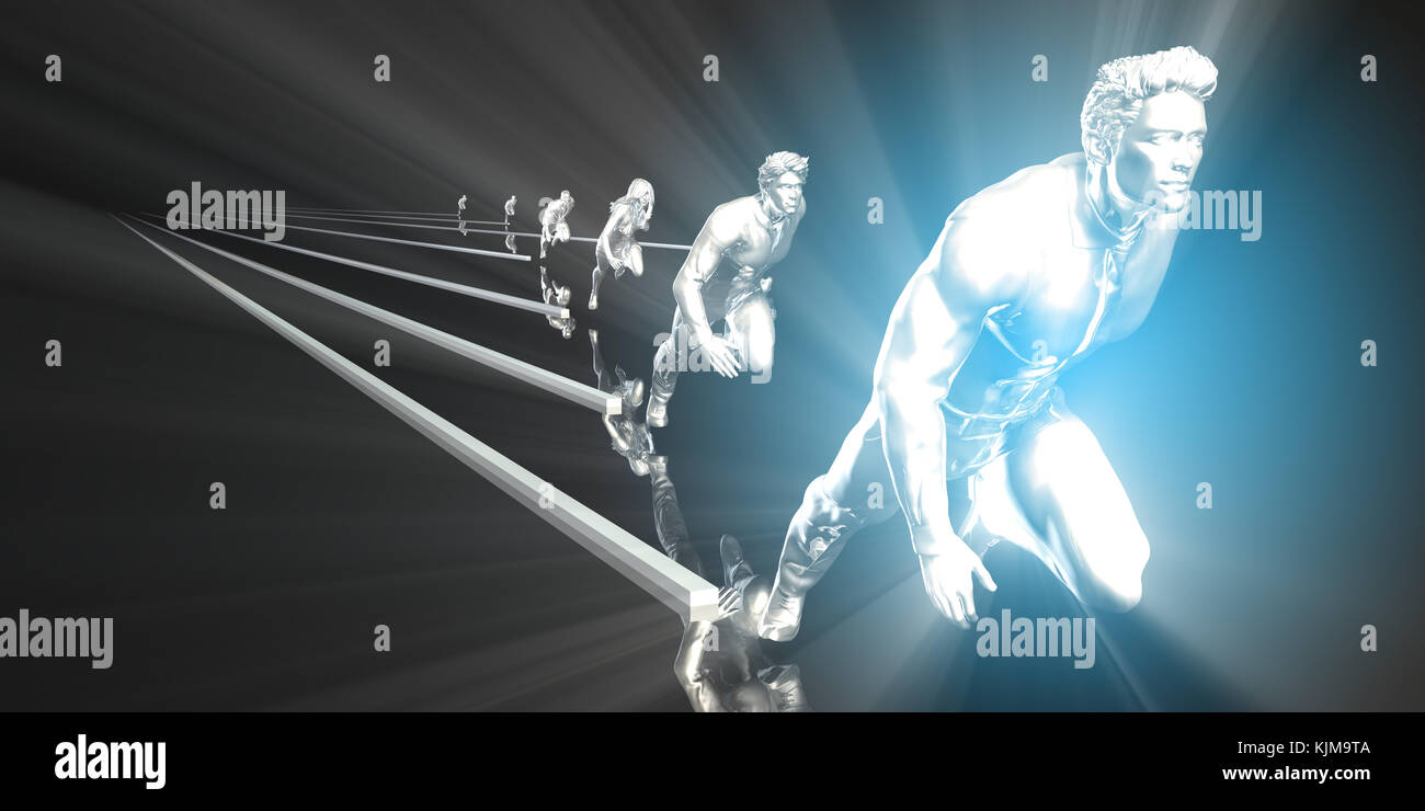 Business People Running with a Clear Winner Stock Photo - Alamy
