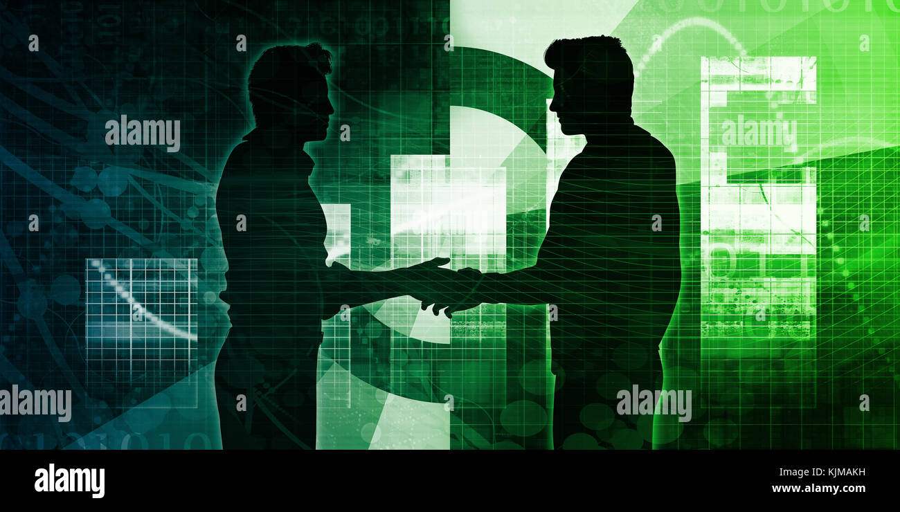 Technology Collaboration with Two Businessmen and Handshake Stock Photo ...