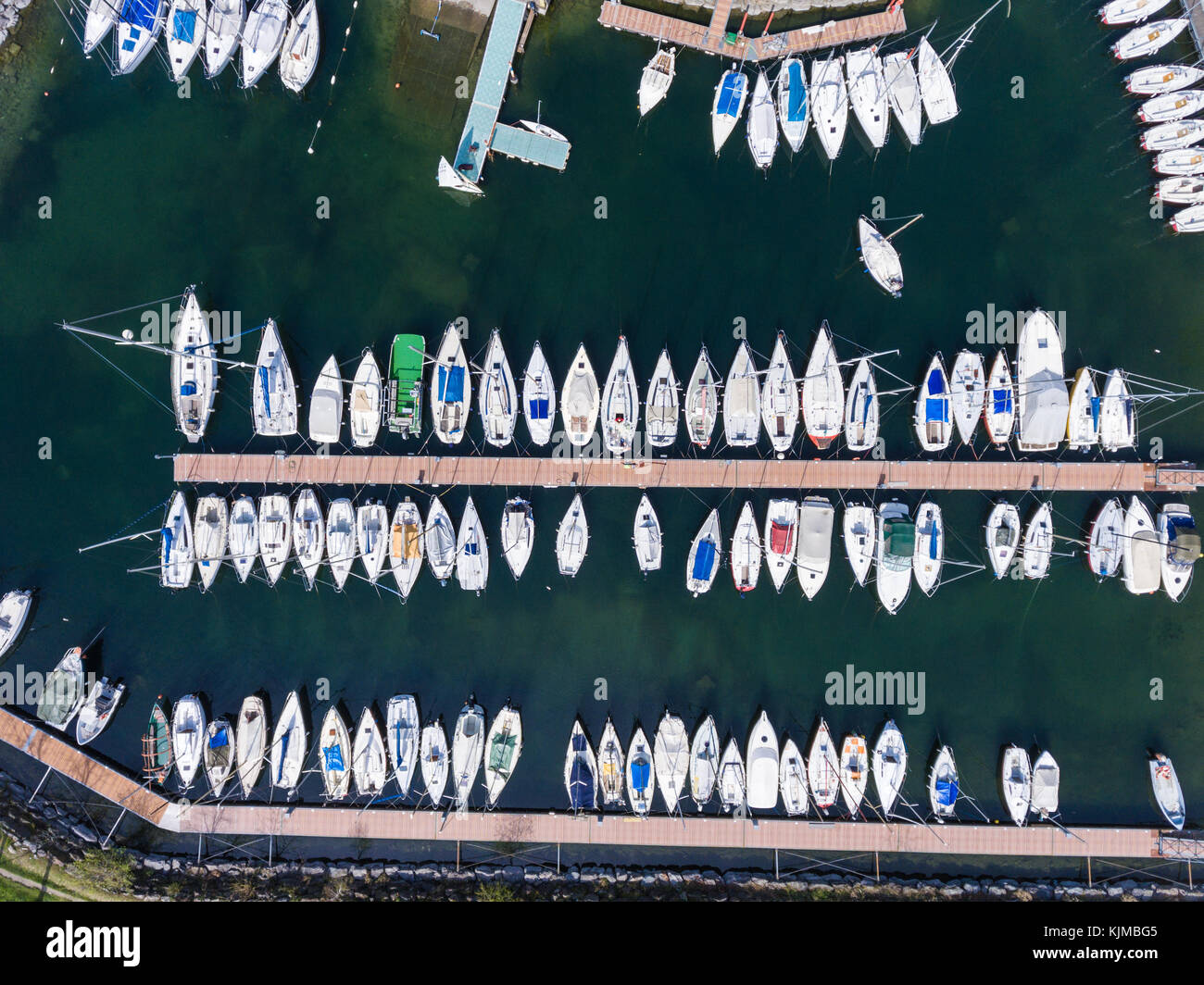 Boats in a port - View from above Stock Photo - Alamy