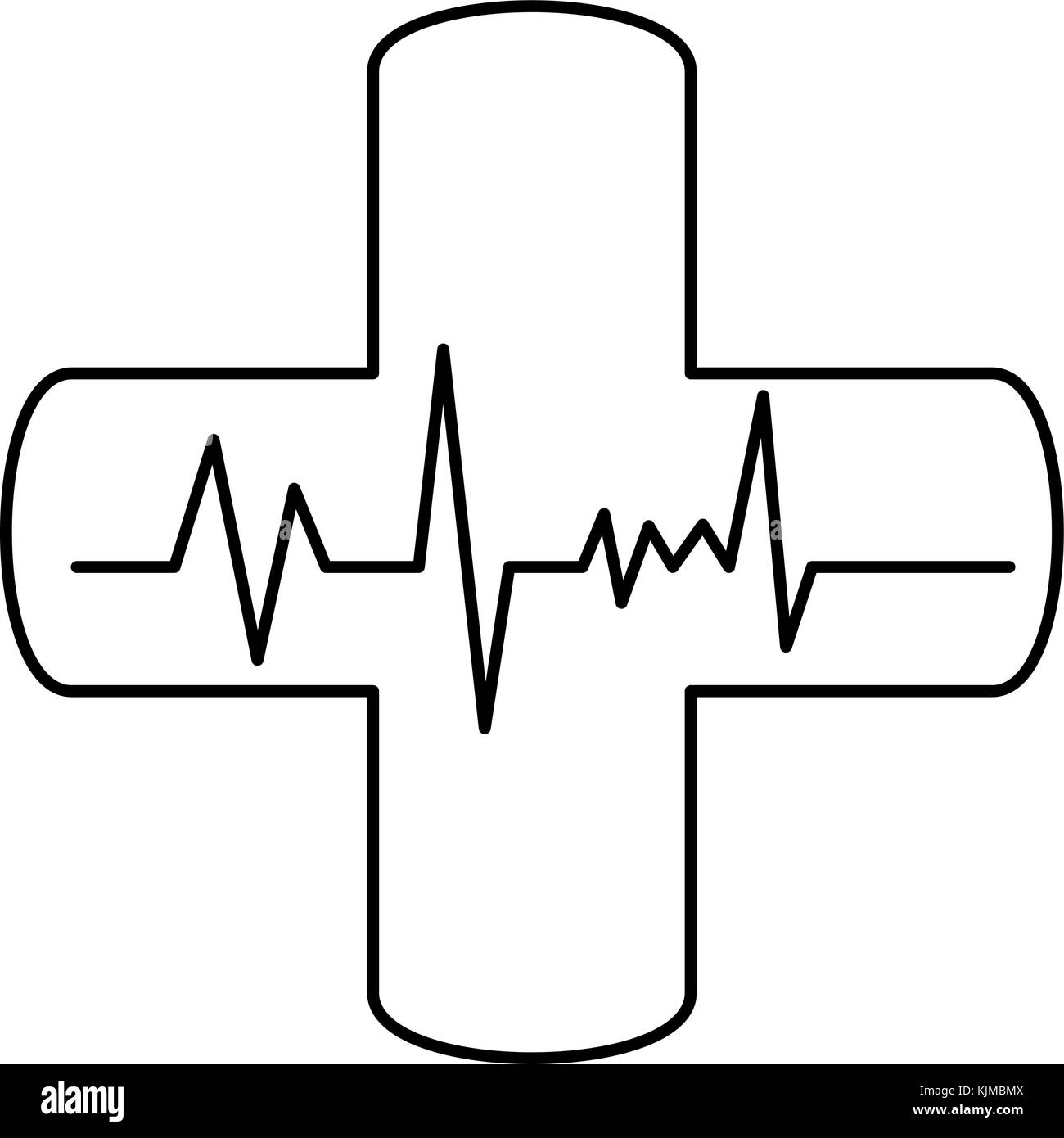 cross with ekg isolated icon vector illustration design Stock Vector ...