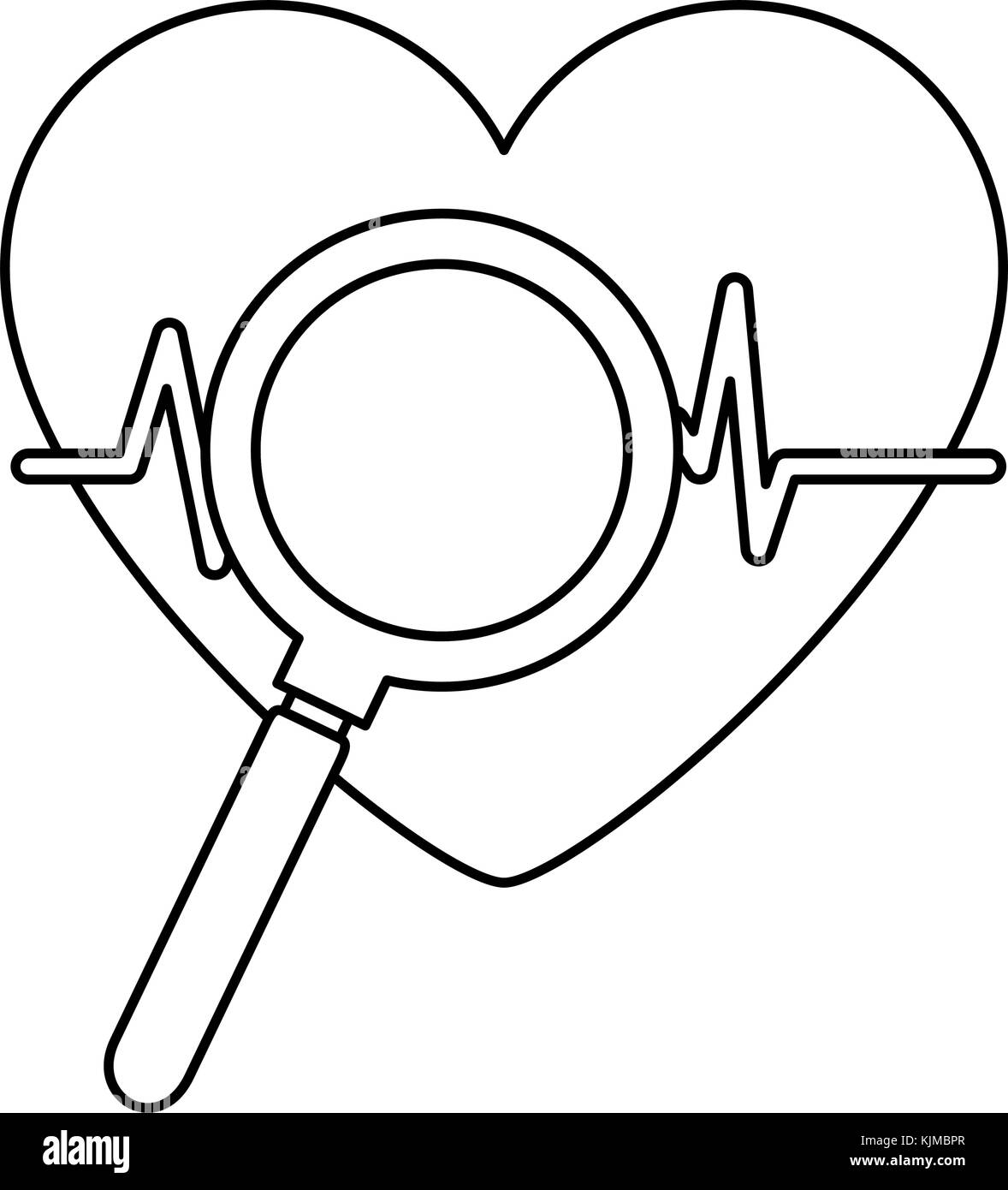 heart cardiology with magnifying glass vector illustration design Stock ...