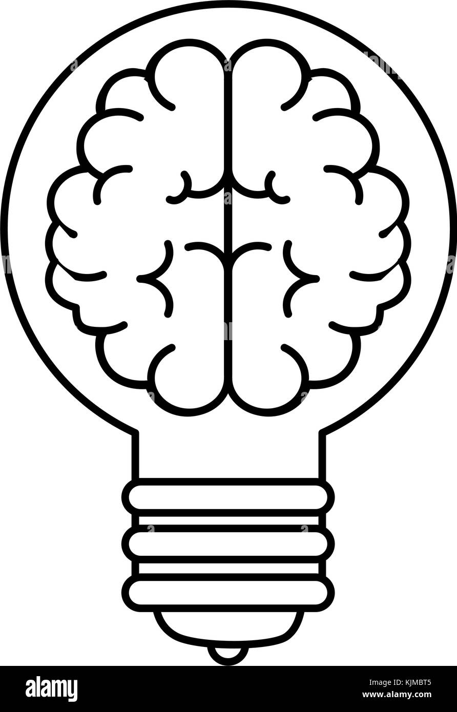 bulb light with brain vector illustration design Stock Vector Image ...