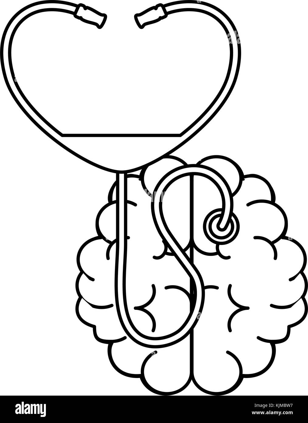 brain with stethoscope medical vector illustration design Stock Vector ...