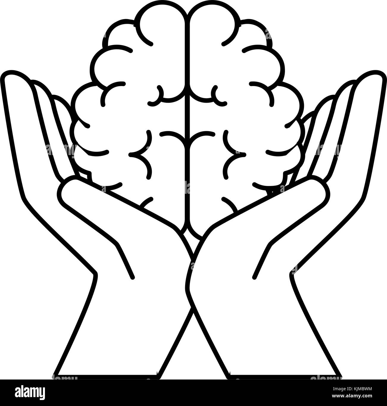 hands human with brain vector illustration design Stock Vector Image ...