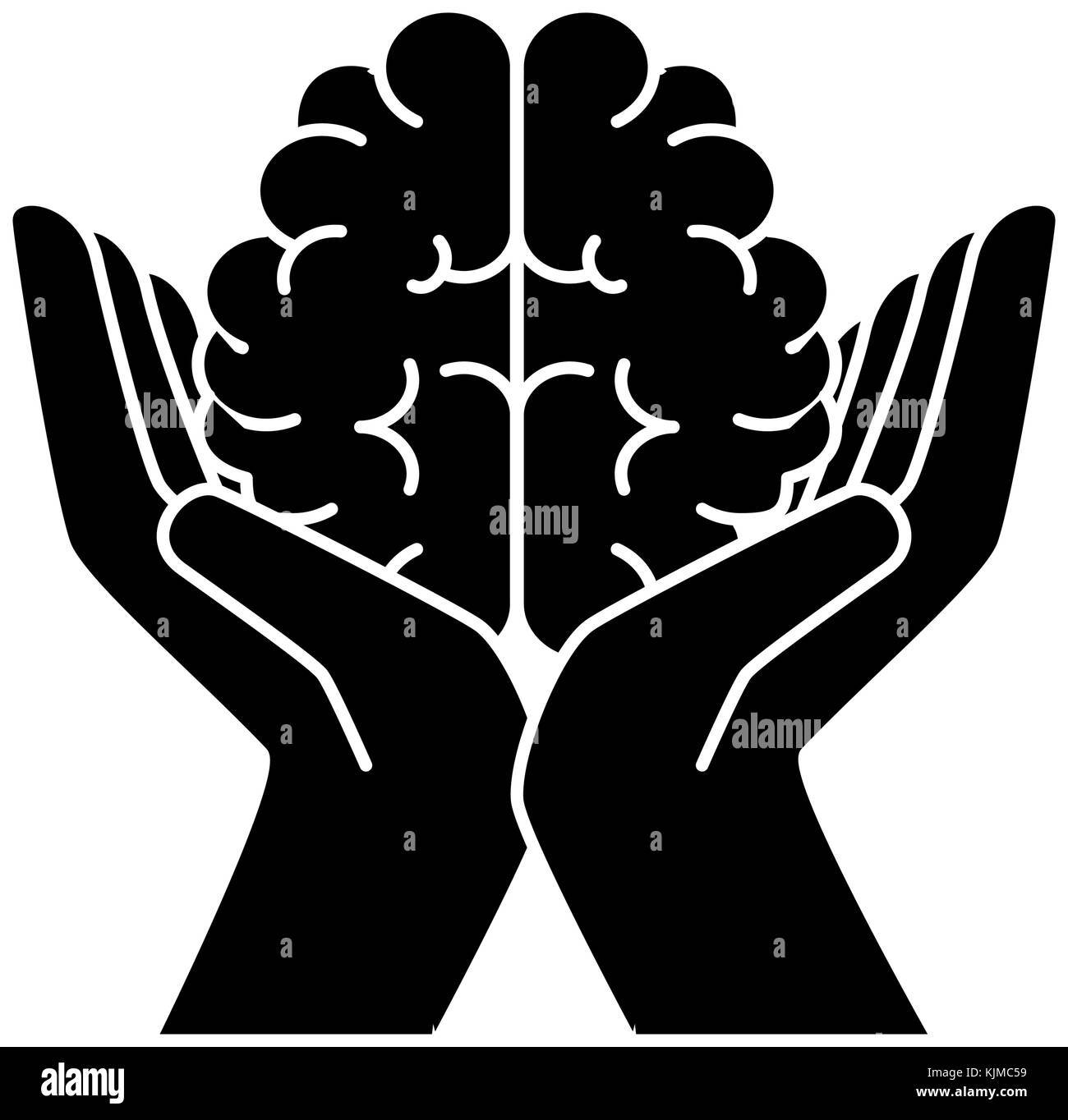 hands human with brain human vector illustration design Stock Vector ...