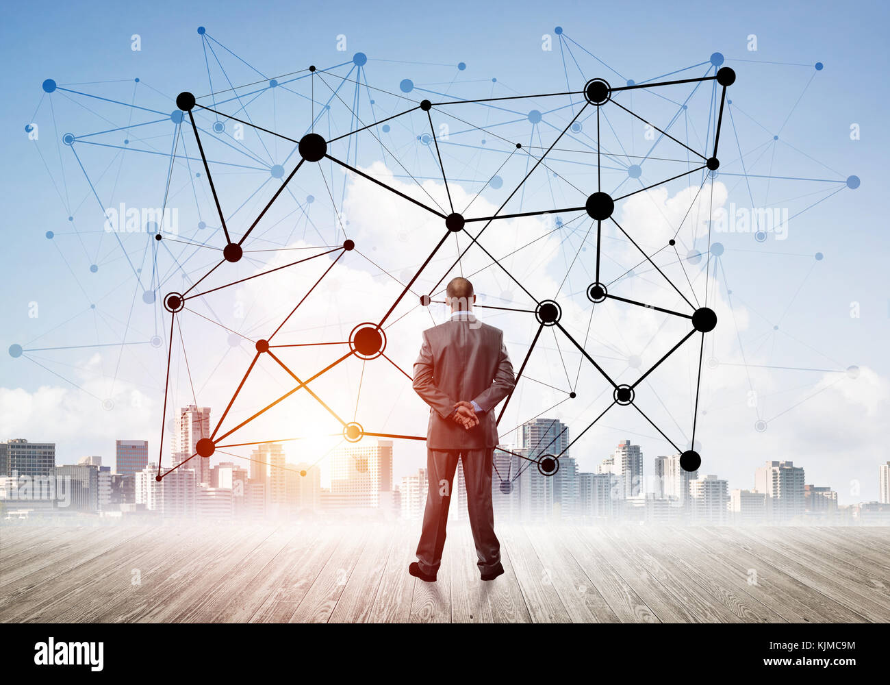 International business networking and social connection against modern ...