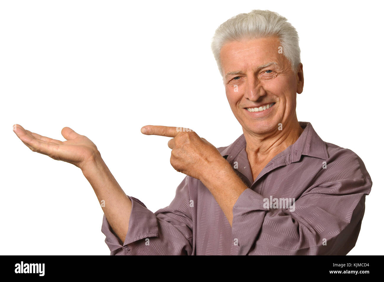 happy senior man pointing Stock Photo - Alamy