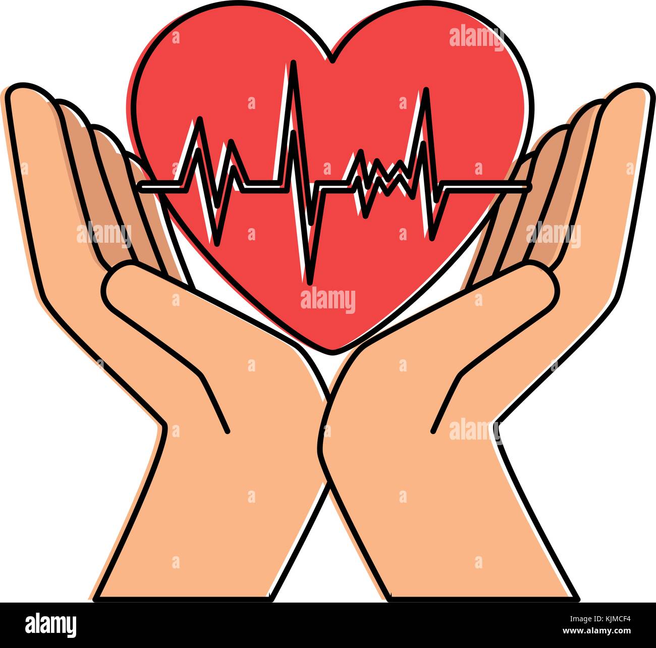 hands with heart cardio vector illustration design Stock Vector Image ...