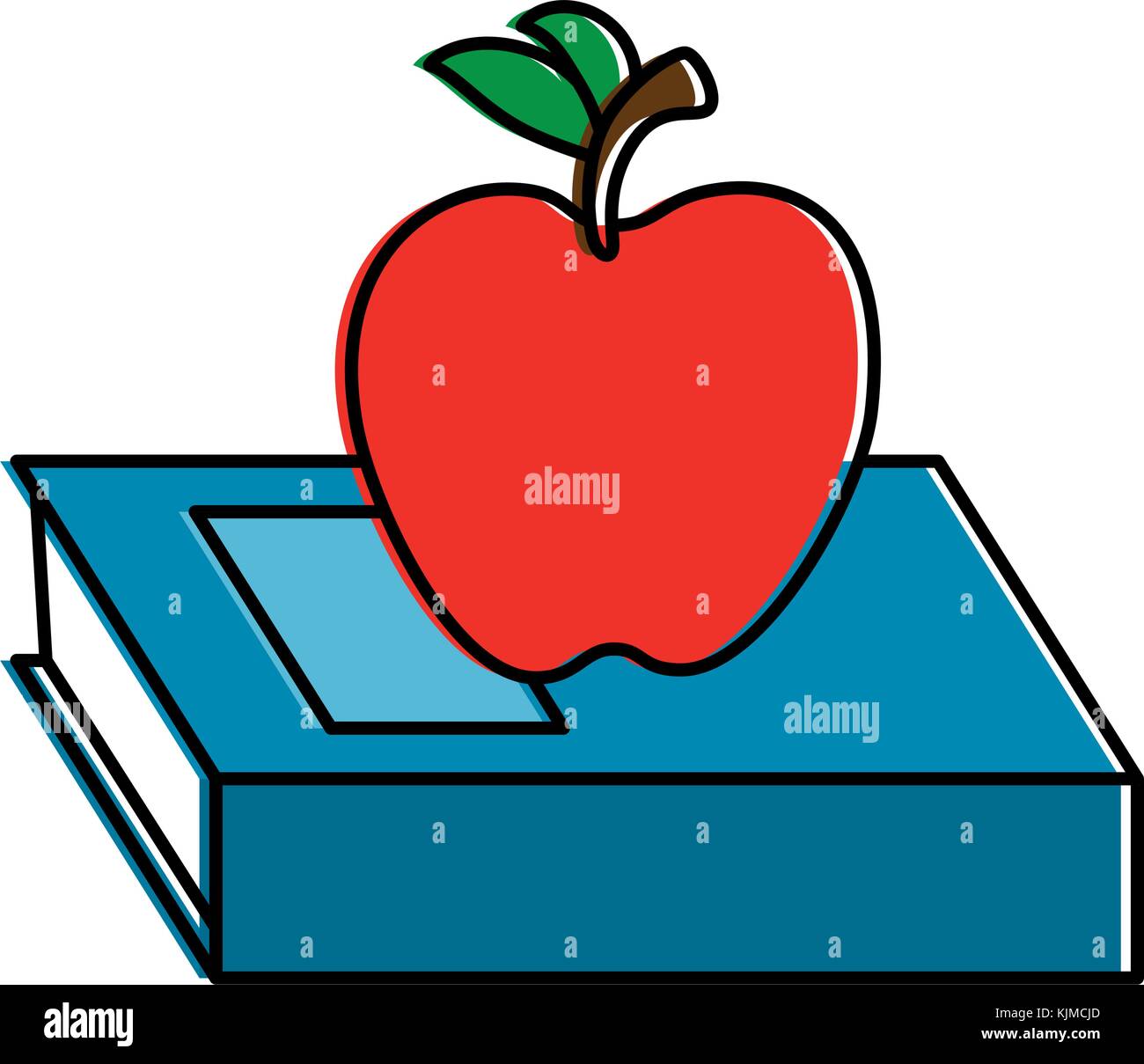 text book with apple vector illustration design Stock Vector Image ...