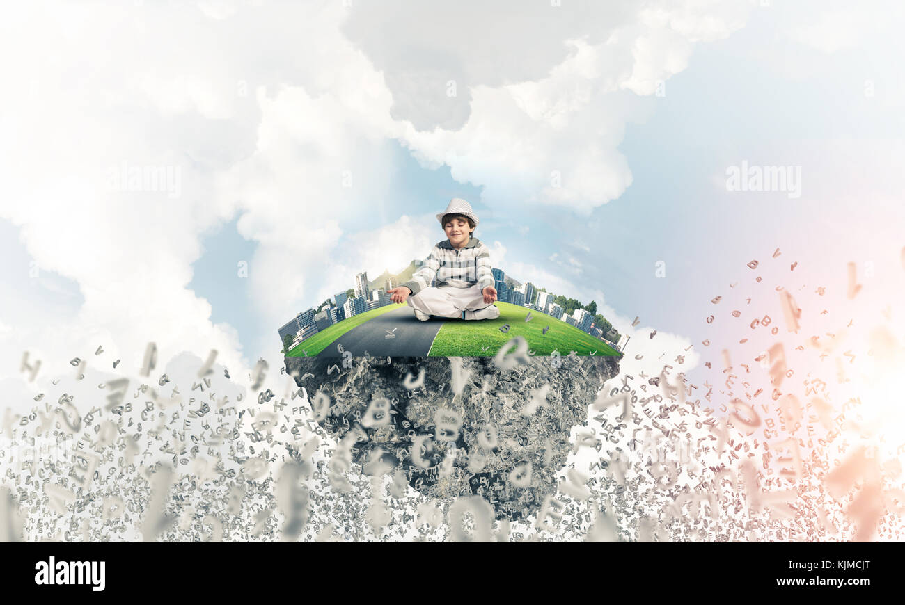 Little boy keeping mind conscious Stock Photo - Alamy