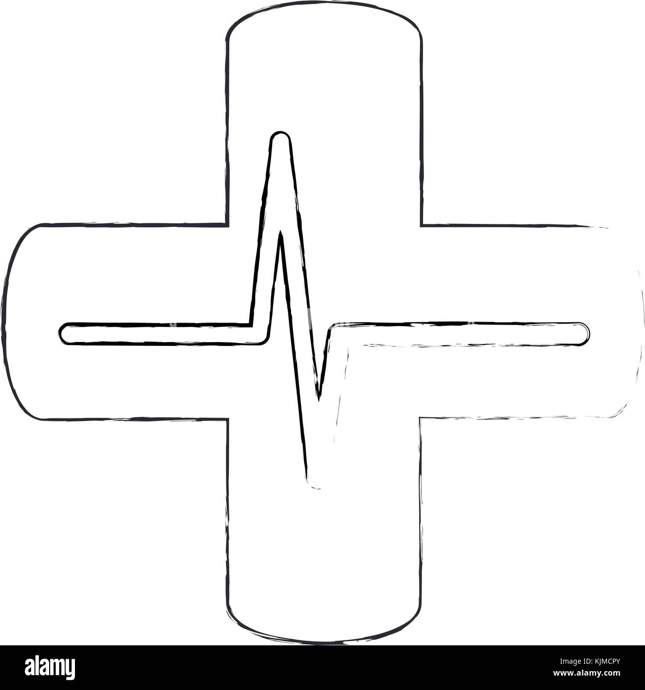 cross with ekg isolated icon vector illustration design Stock Vector ...