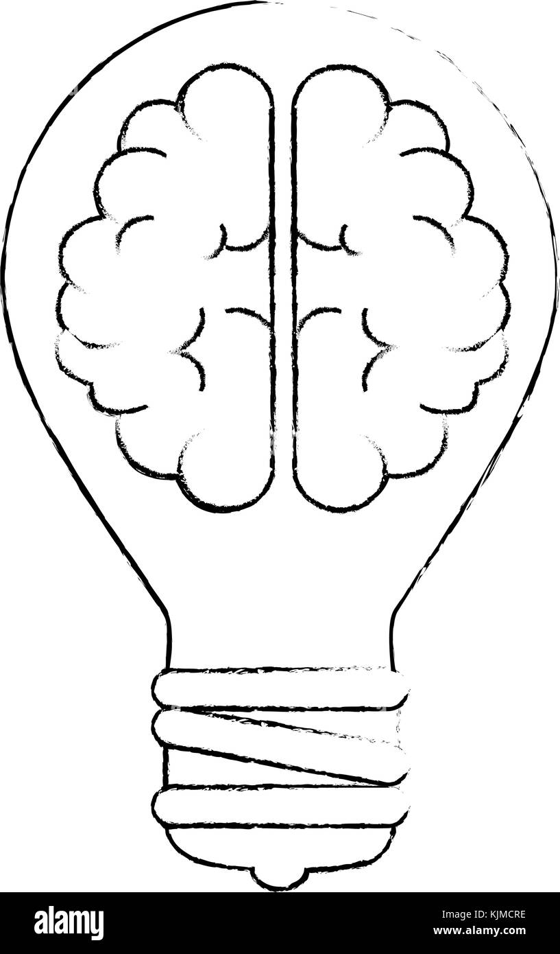 bulb light with brain vector illustration design Stock Vector Image ...