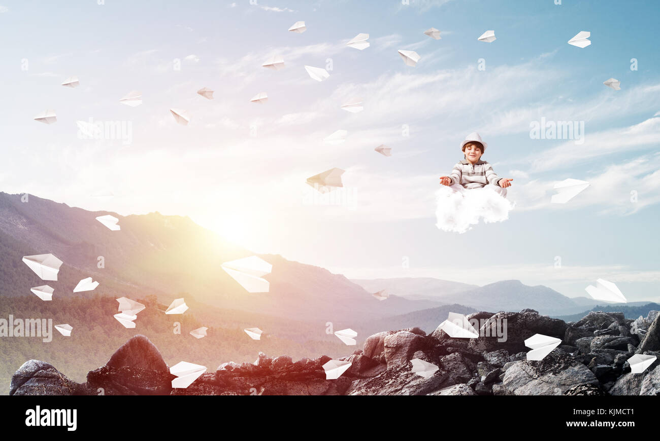 Young boy keeping mind conscious Stock Photo - Alamy