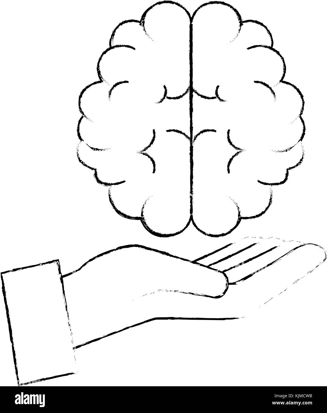 hand human with brain vector illustration design Stock Vector Image ...