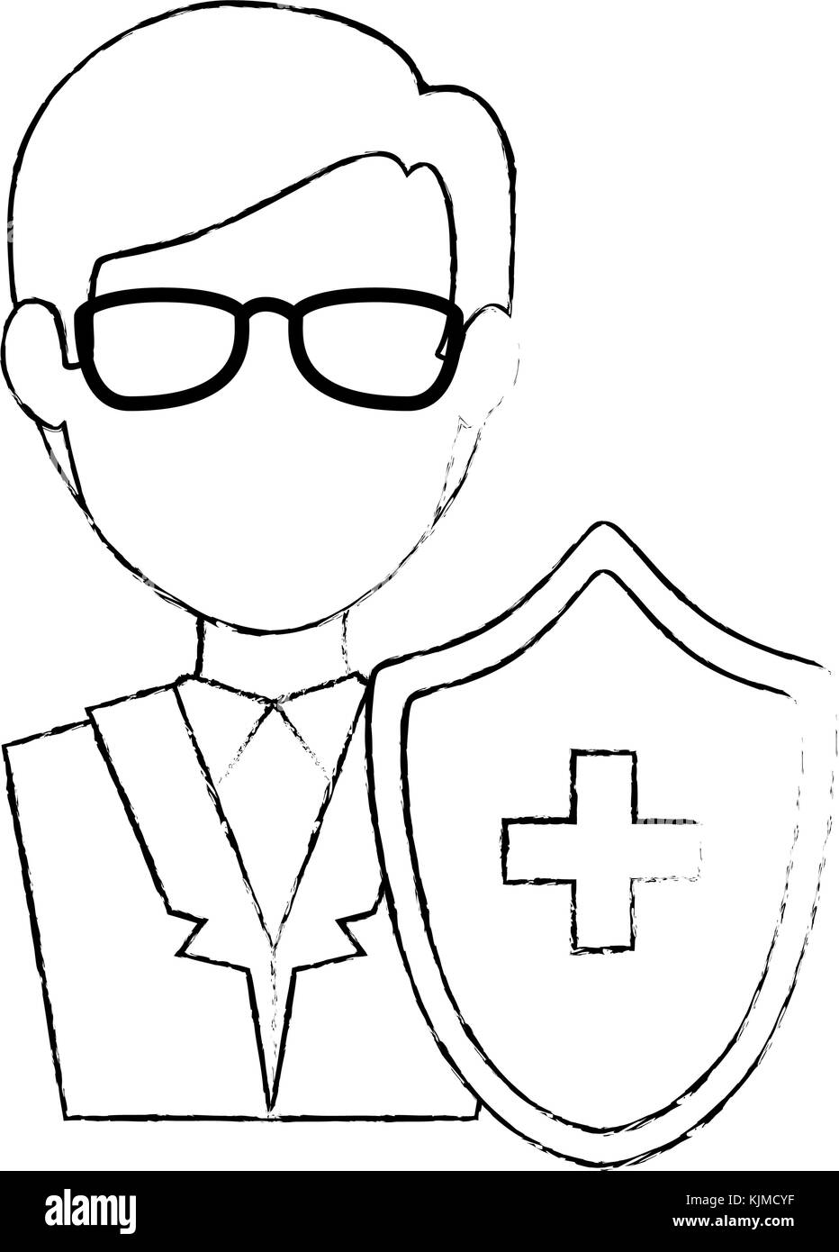 doctor character with shield vector illustration design Stock Vector ...