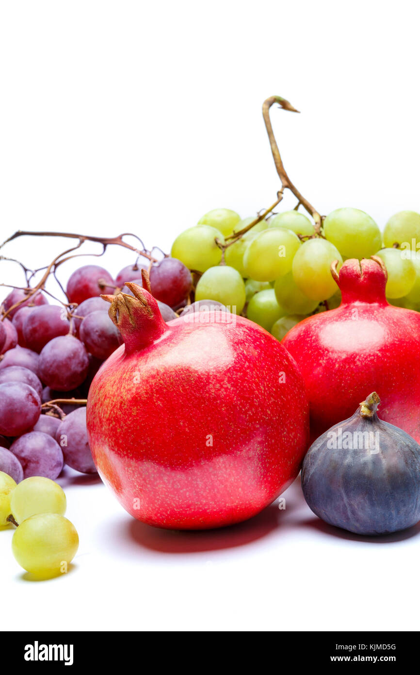 Lots of different fruits on white background Stock Photo - Alamy