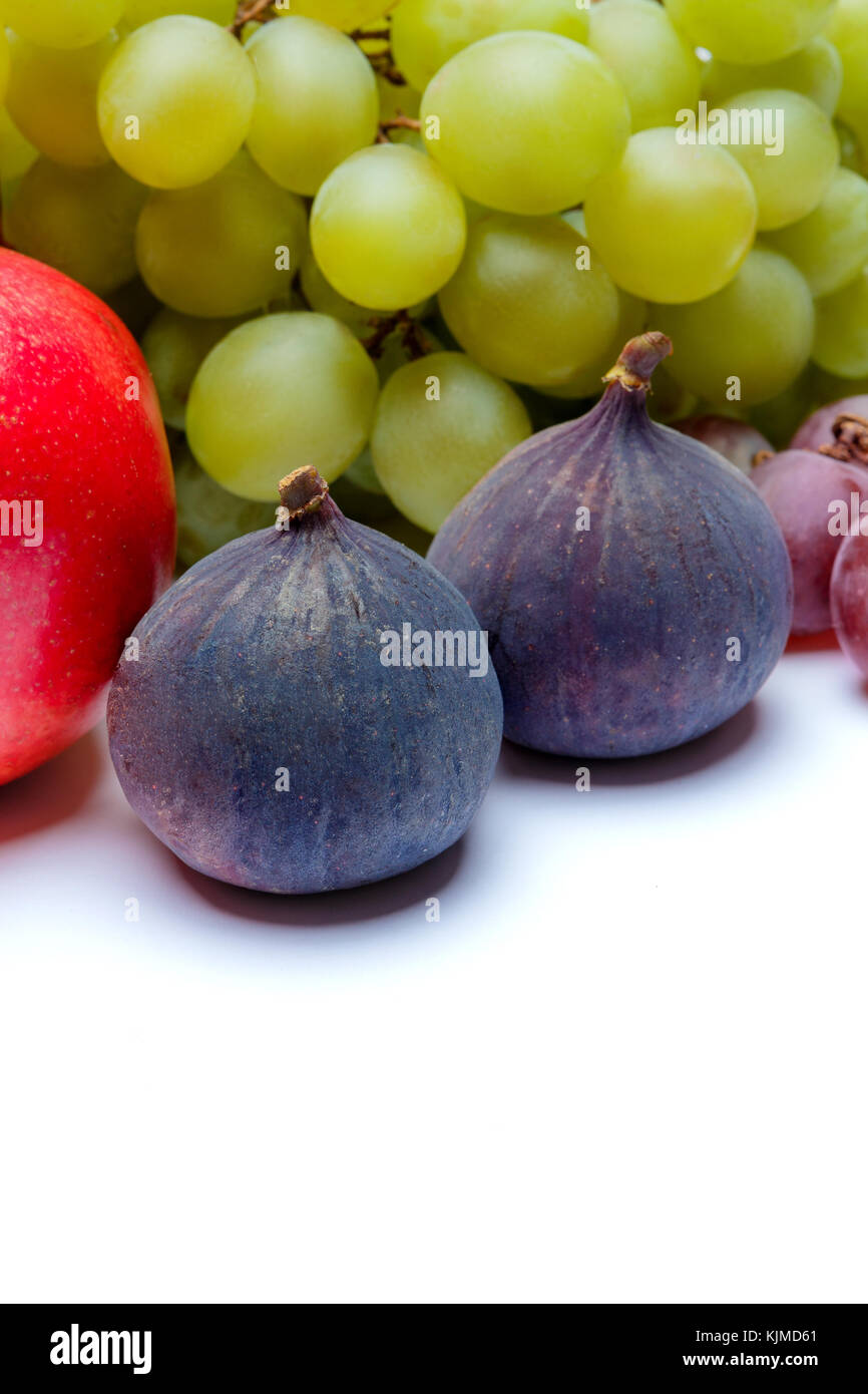 Lots of different fruits on white background Stock Photo - Alamy