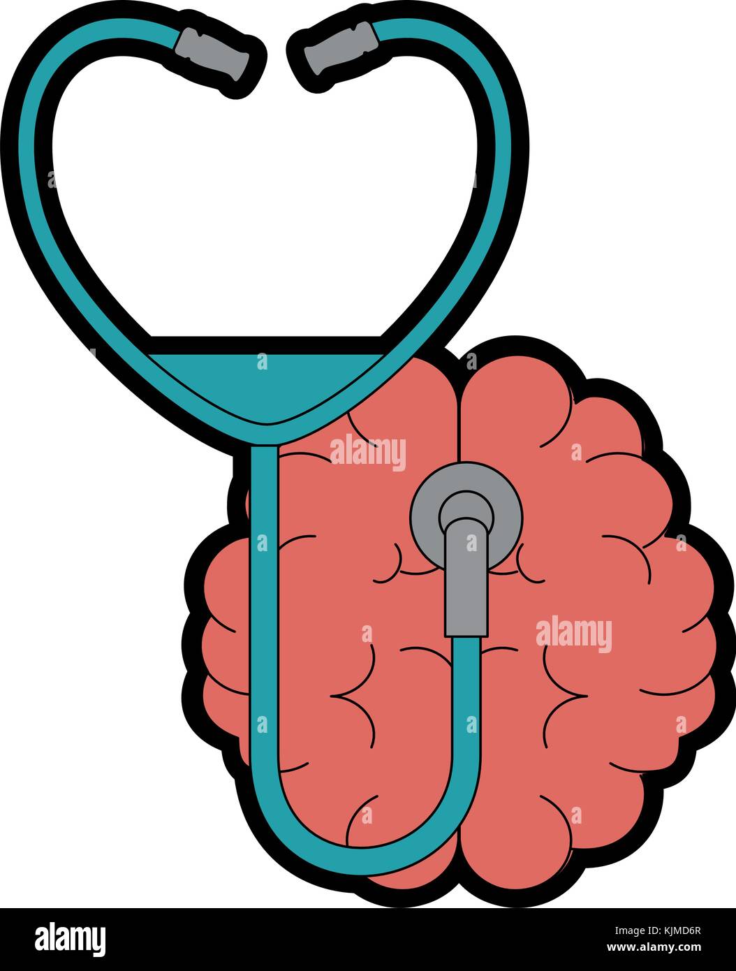 brain with stethoscope medical vector illustration design Stock Vector ...