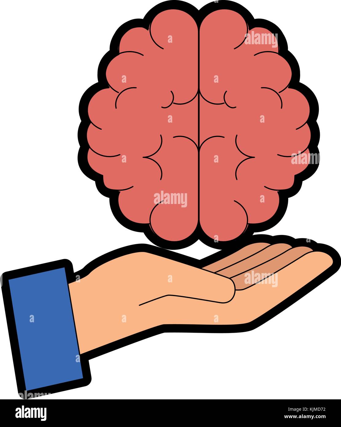 hand human with brain vector illustration design Stock Vector Image ...