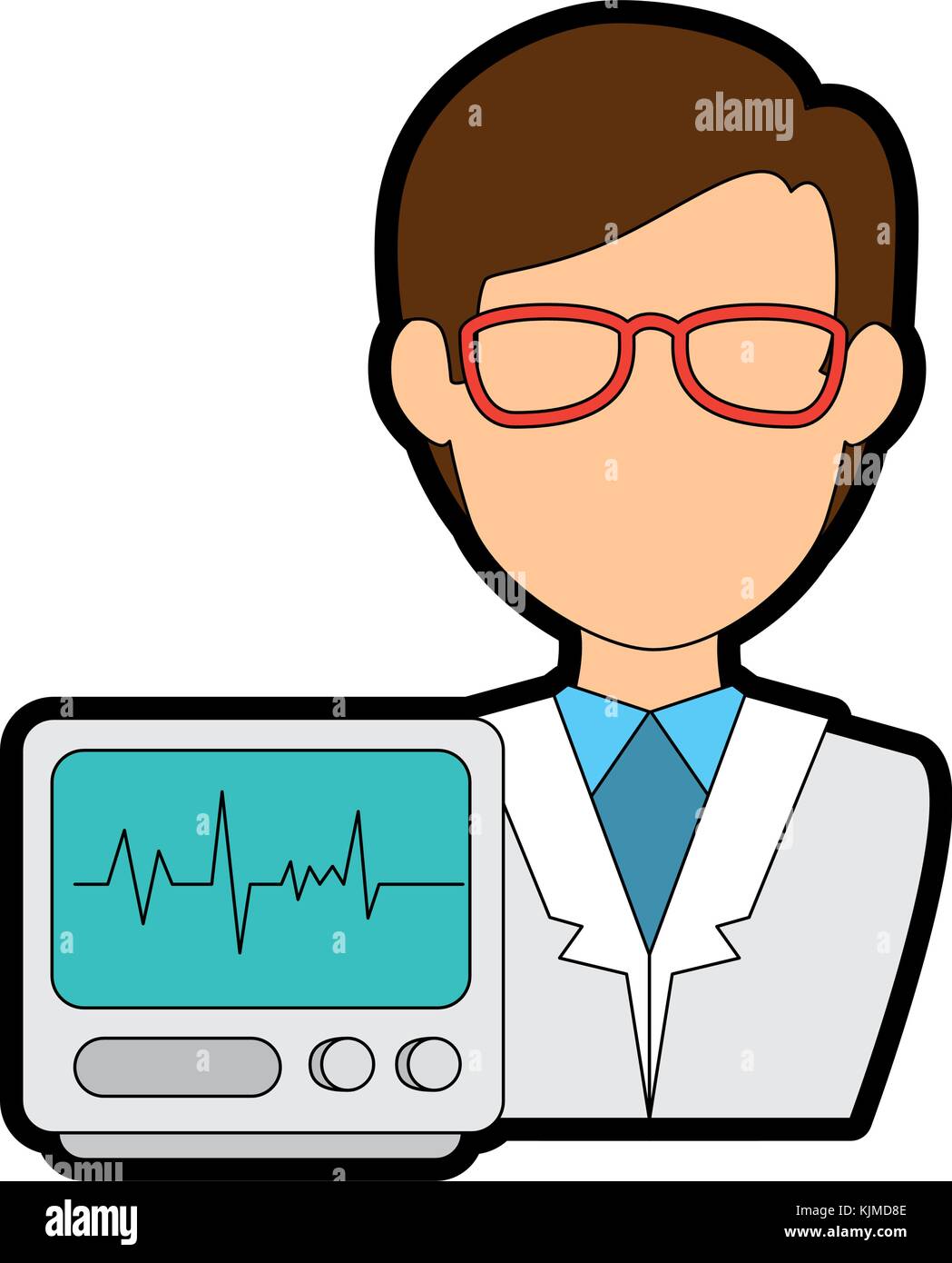 doctor character with ekg machine vector illustration design Stock ...
