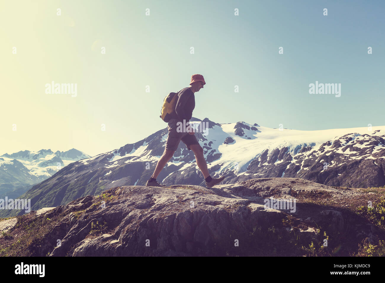 Hiker in Exit Glacier, Kenai Fjords National Park, Seward, Alaska Stock ...