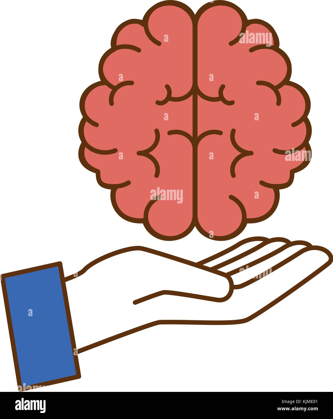 hand human with brain vector illustration design Stock Vector Image ...
