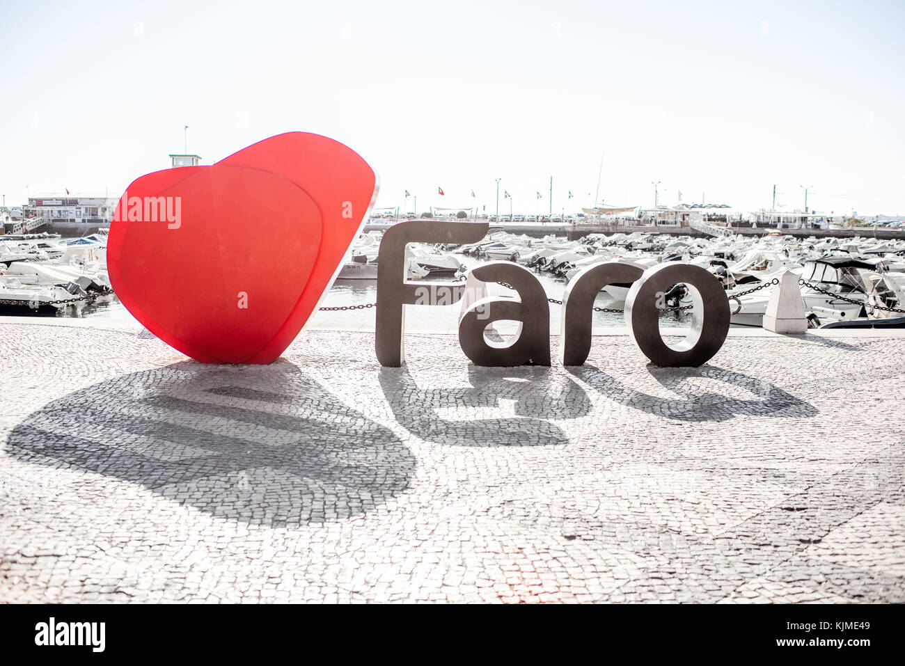 FARO, PORTUGAL - October 02, 2017: Big letters of the name of Faro city ...