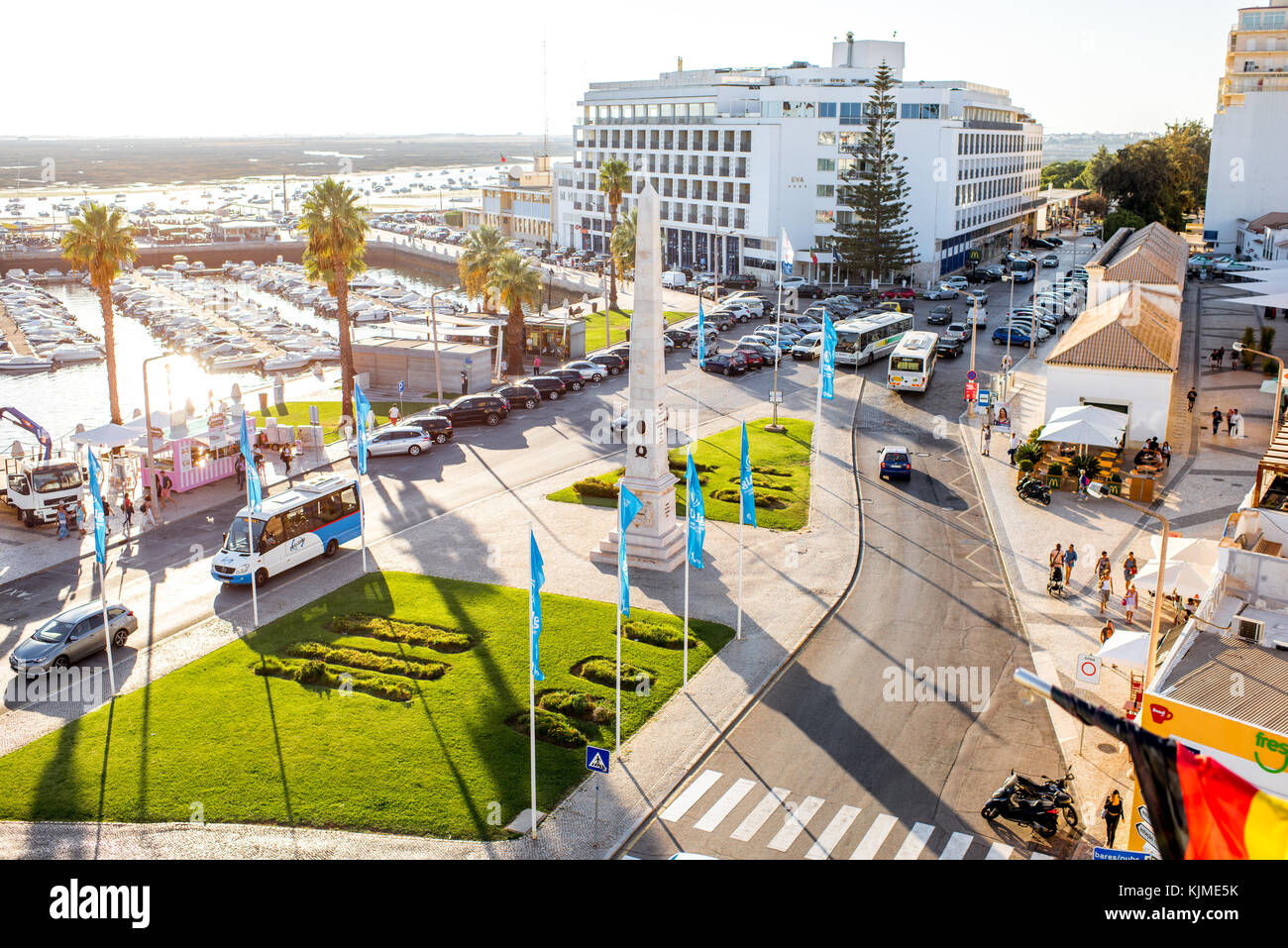 FARO, PORTUGAL - October 02, 2017: Top view on the central street with ...