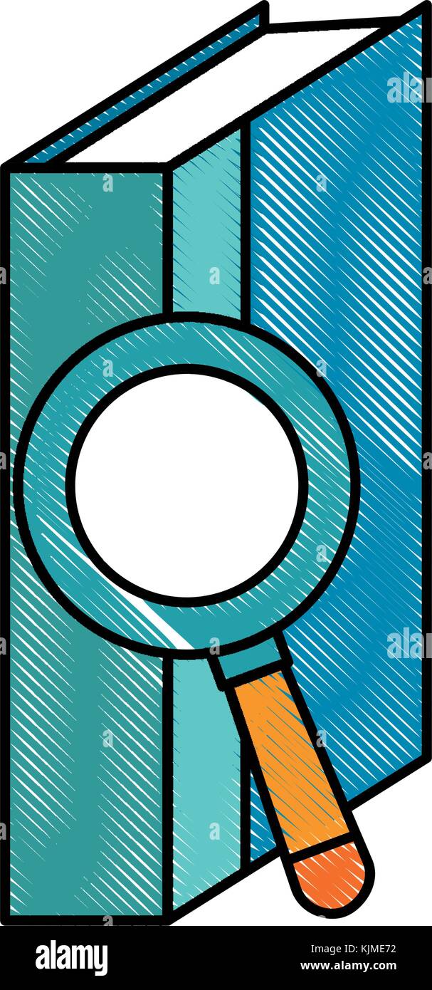 text book with magnifying glass vector illustration design Stock Vector ...