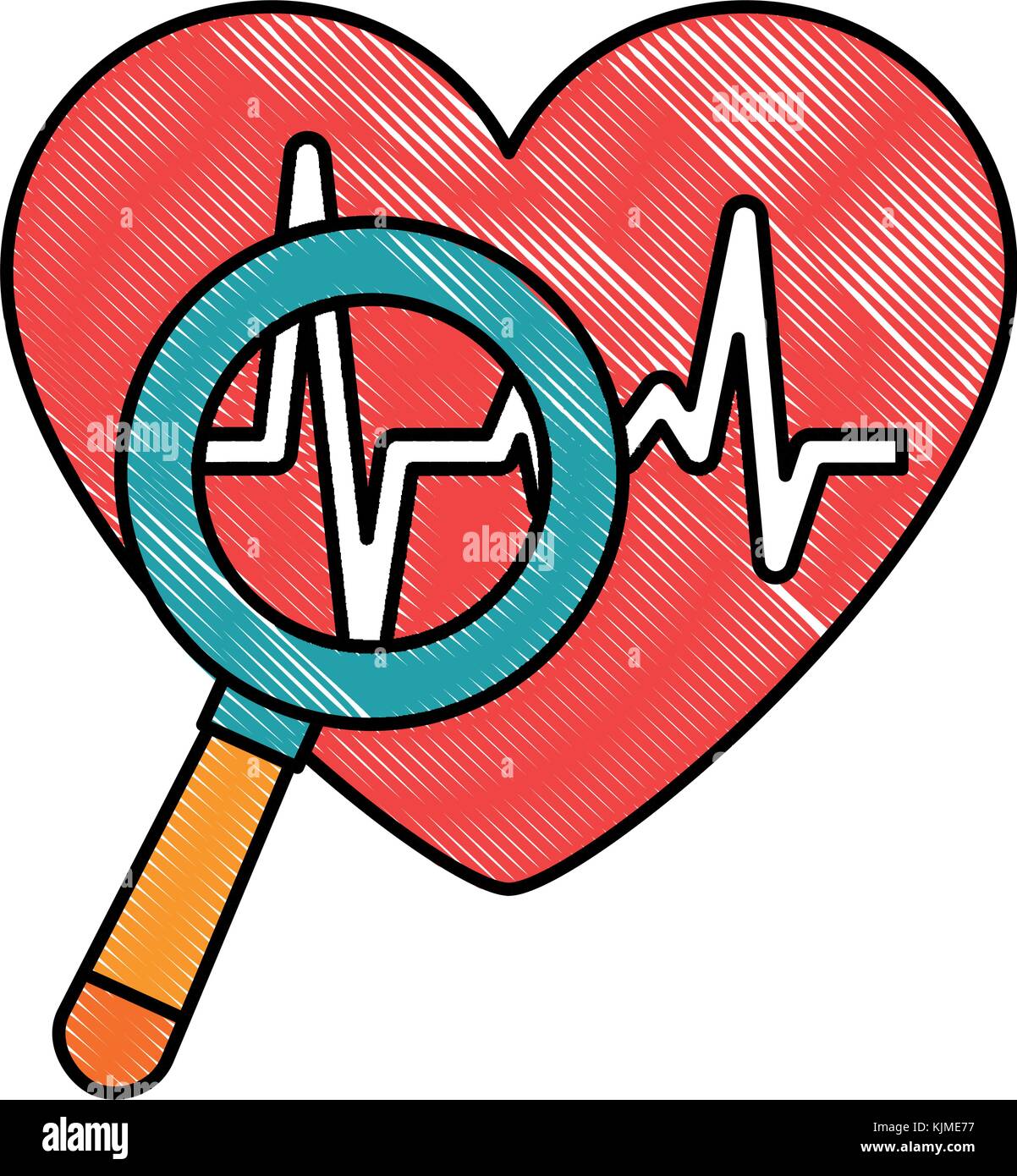 heart cardiology with magnifying glass vector illustration design Stock ...
