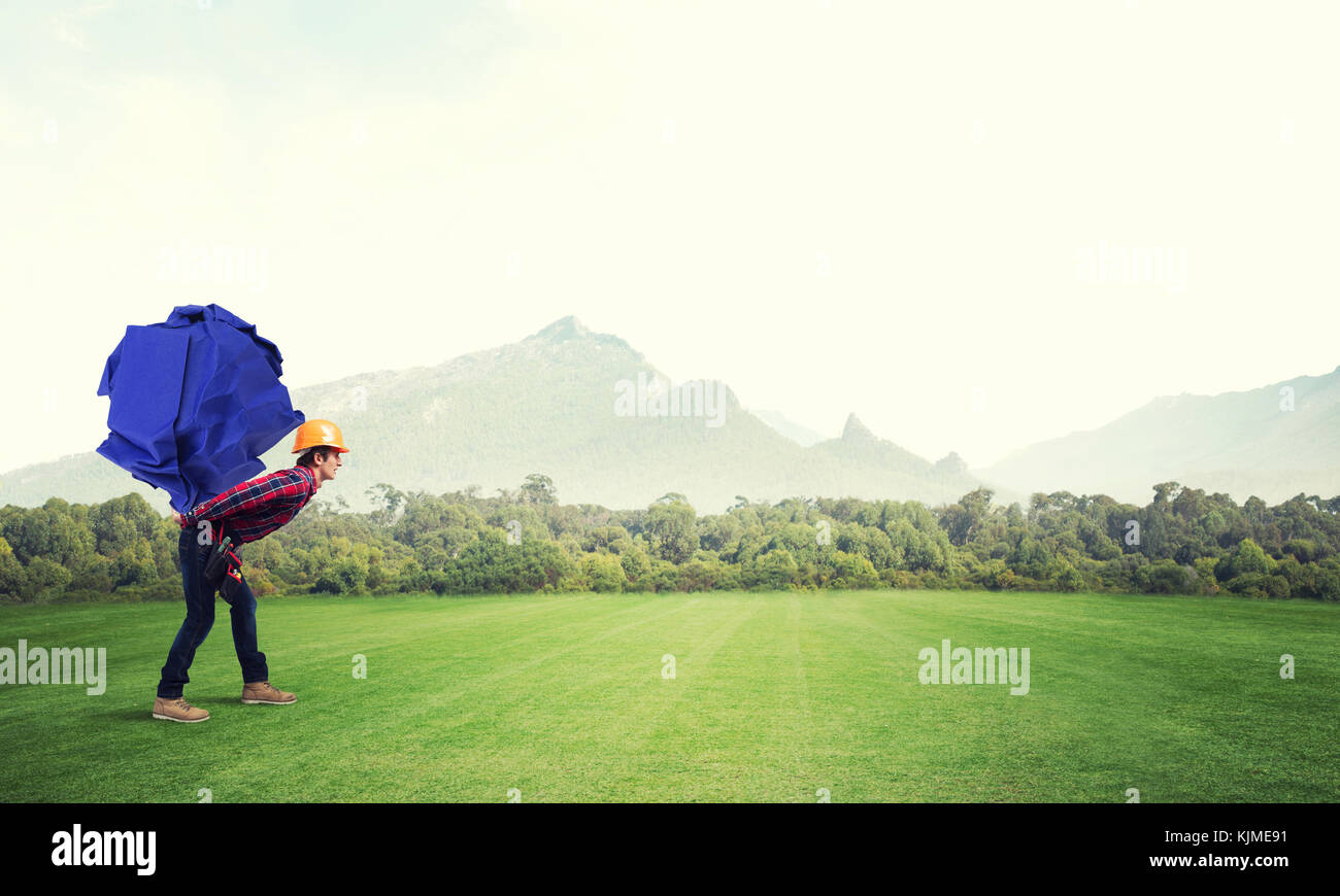 Engineer man carry load Stock Photo - Alamy