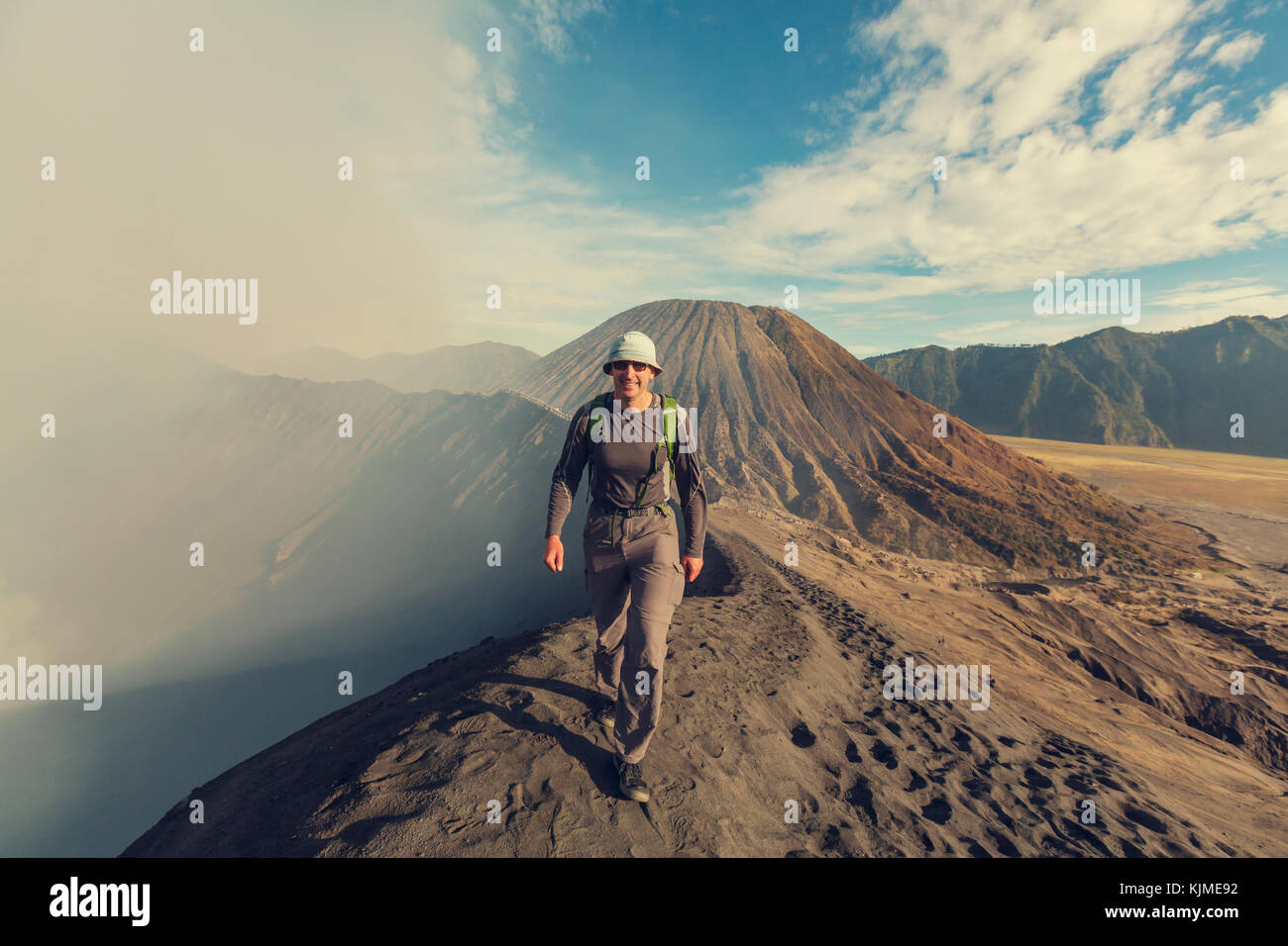 Hike in Bromo volcano Stock Photo - Alamy