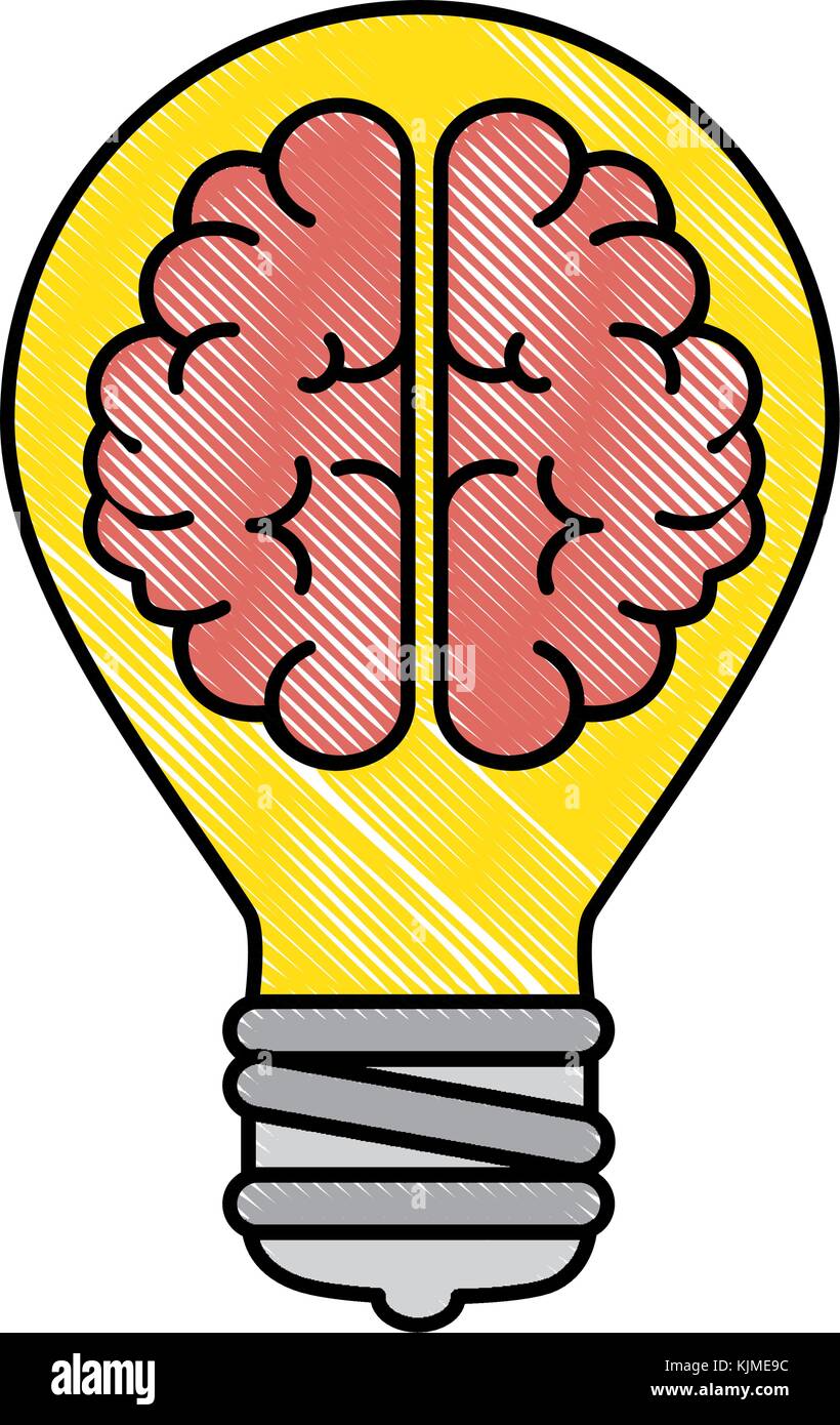 bulb light with brain vector illustration design Stock Vector Image ...
