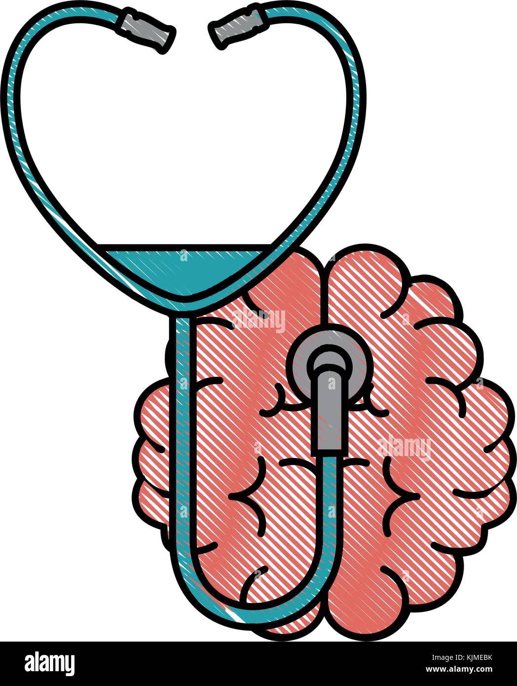 brain with stethoscope medical vector illustration design Stock Vector ...