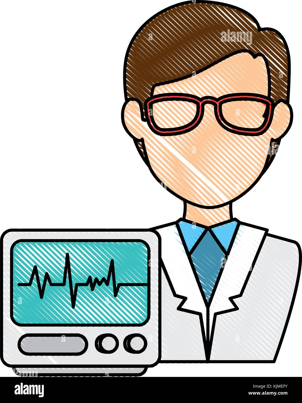 Doctor character ekg machine hi-res stock photography and images - Alamy