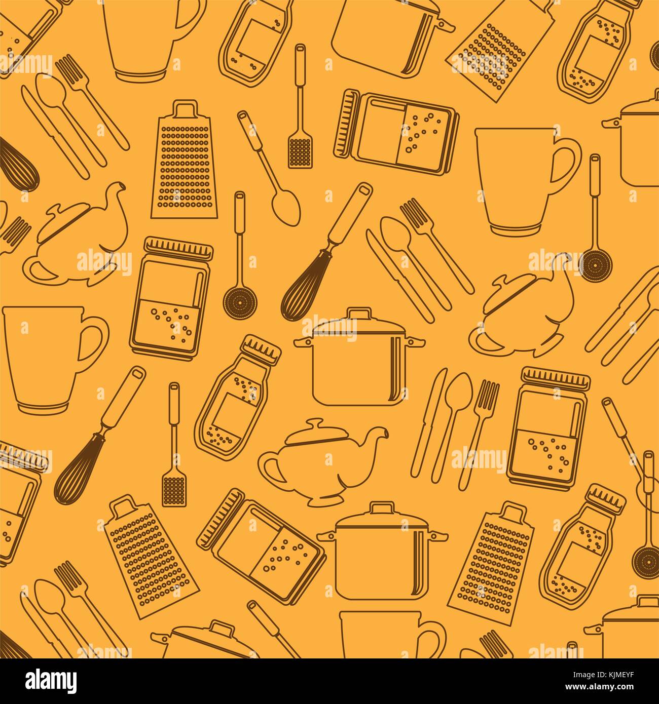 set kitchen utensils pattern background vector illustration design ...