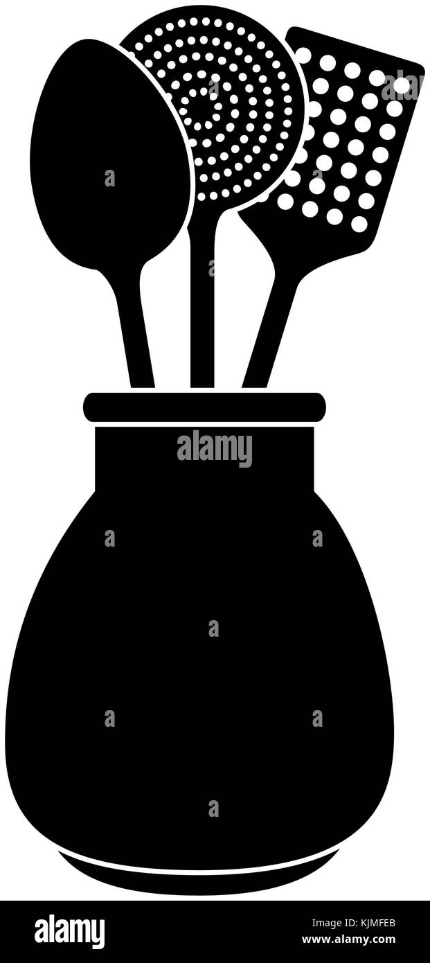 spoons cutlery in pot vector illustration design Stock Vector Image ...