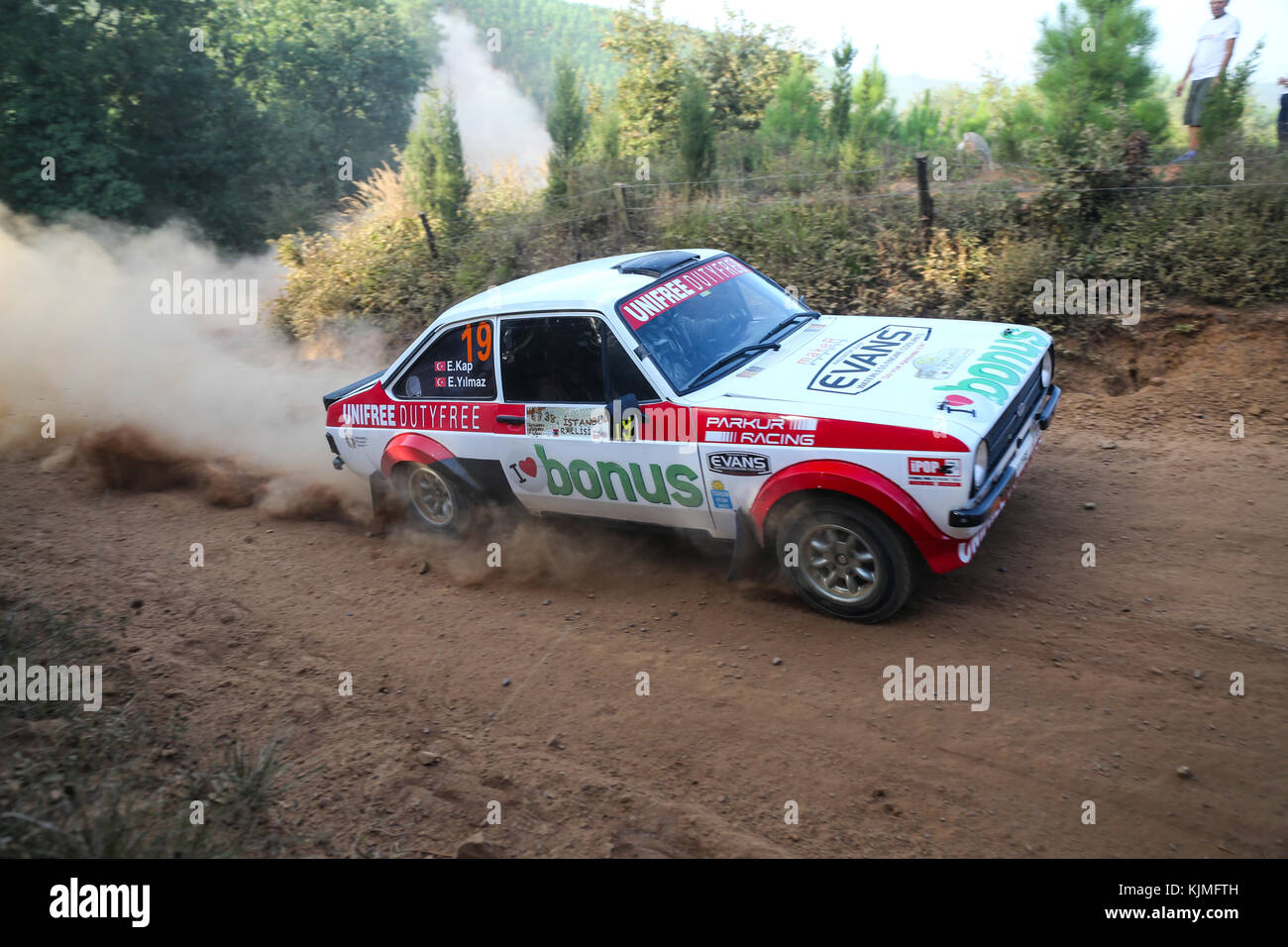 ISTANBUL, TURKEY - SEPTEMBER 09, 2017: Engin Kap drives Ford Escort ...