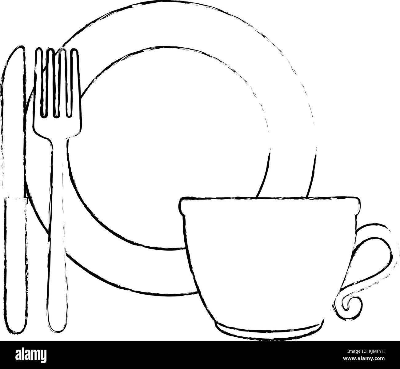 dish with cup and cutlery vector illustration design Stock Vector Image ...