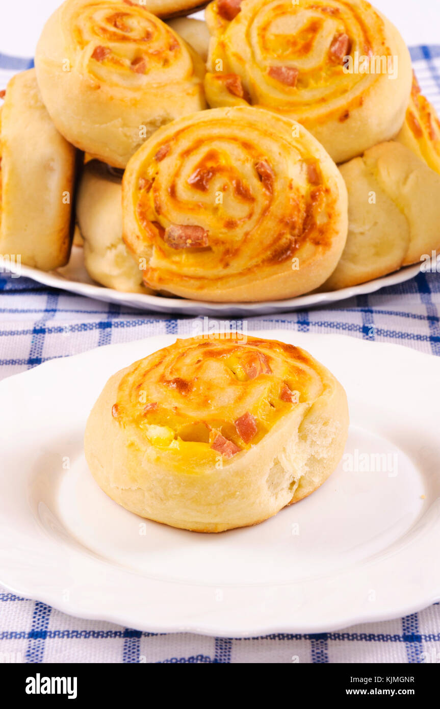 Bunch of homemade pastry with ham Stock Photo - Alamy