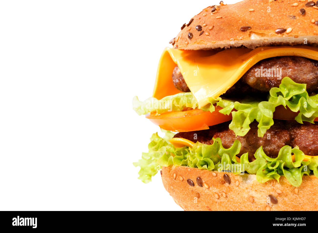 Double burger isolated on white Stock Photo - Alamy