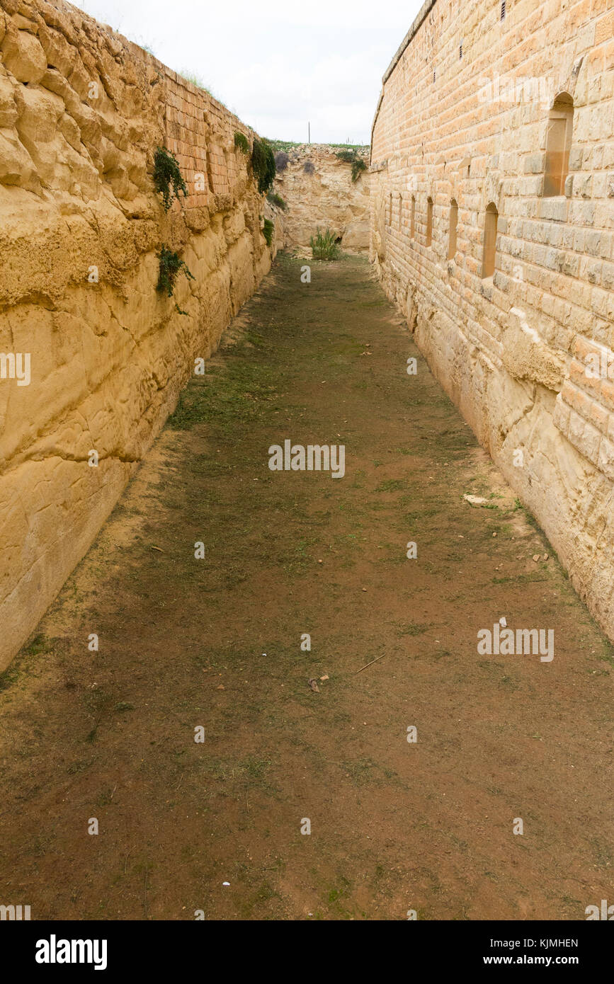 Defensive dry moat trench ditch (scarp & counter scarp) protected by ...
