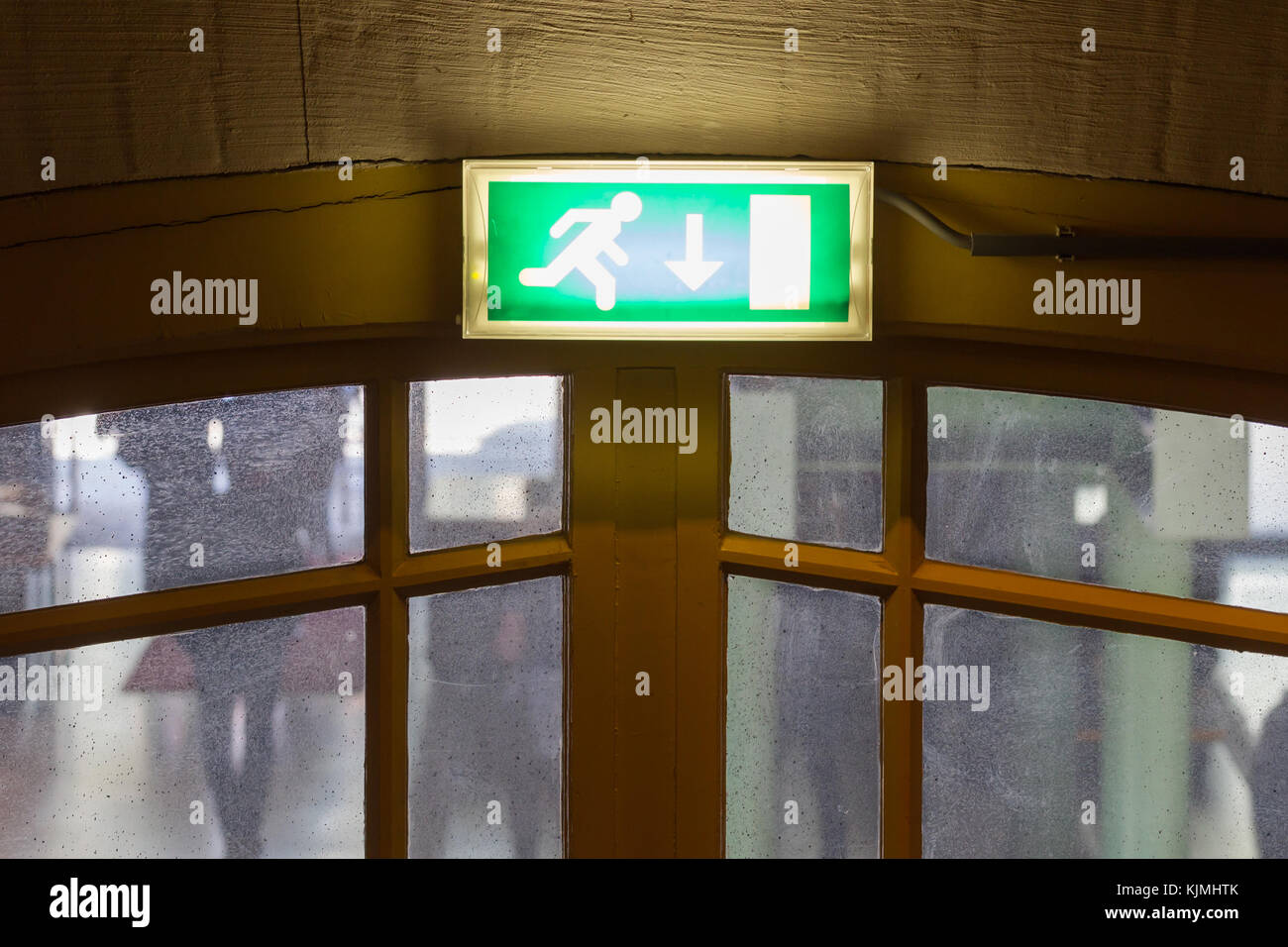 Old Green Fire Exit Sign High Resolution Stock Photography and Images ...
