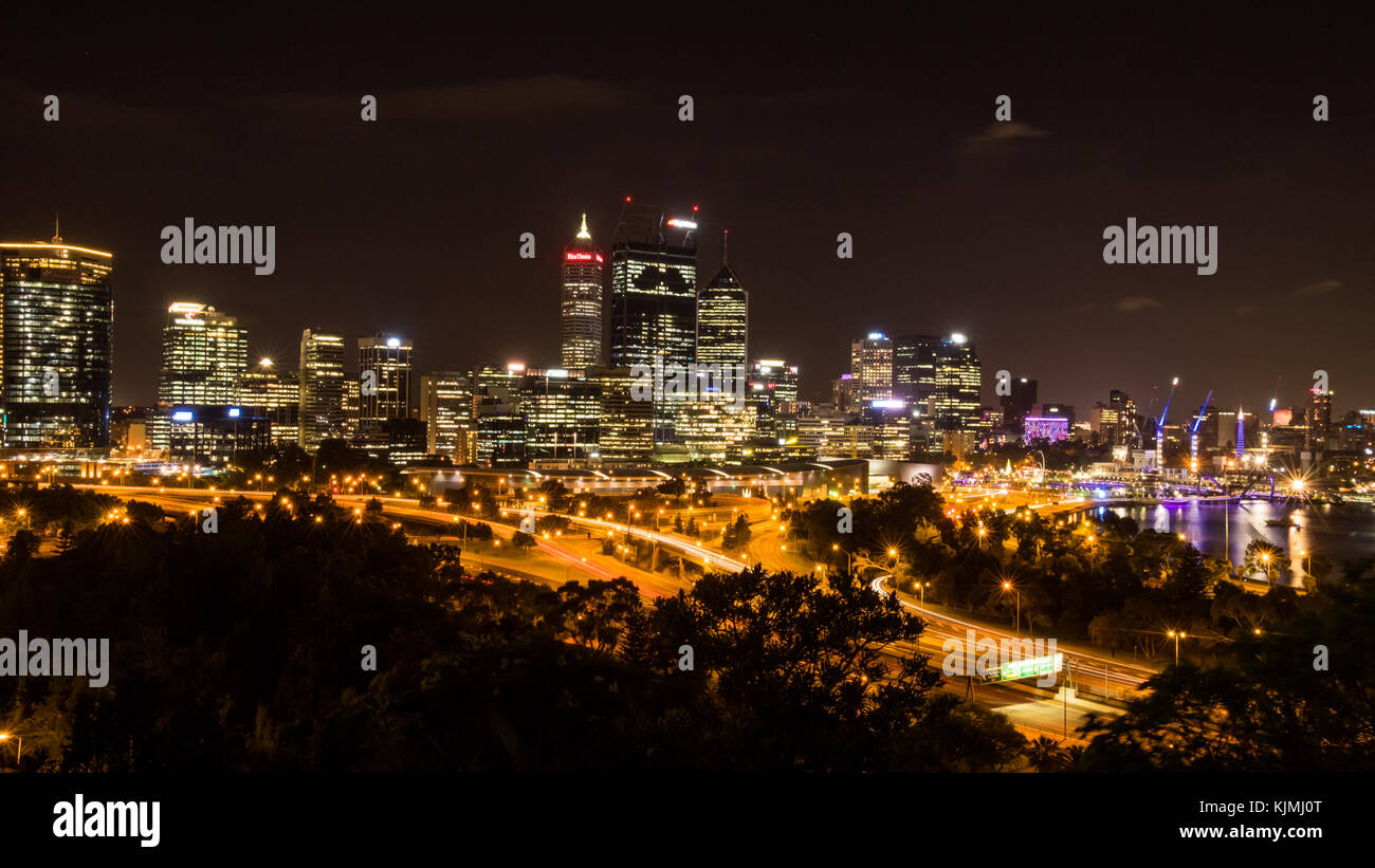 Perth City Skyline at Night from Kings Park Stock Photo - Alamy