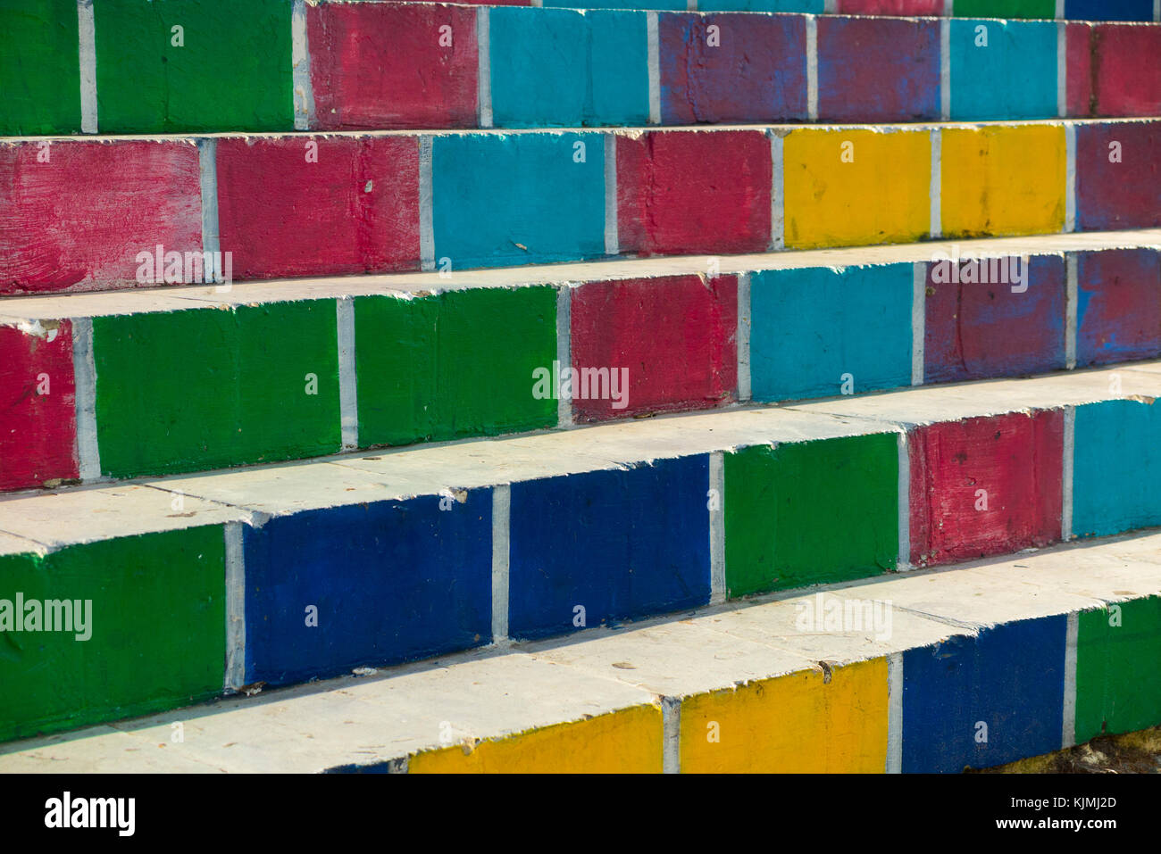 Brightly painted coloured colourful steps in Malta. (91 Stock Photo - Alamy