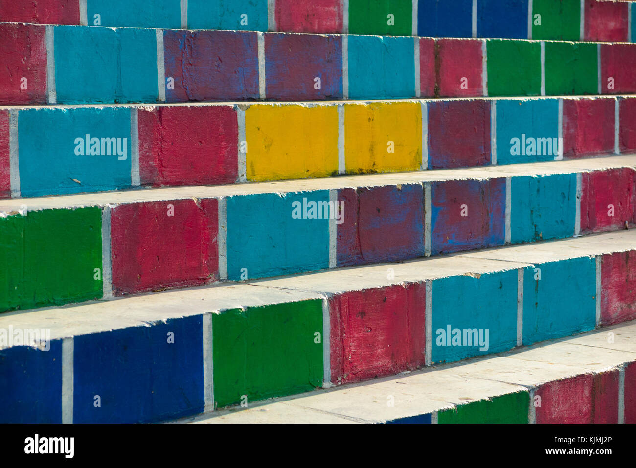 Brightly painted coloured colourful steps in Malta. (91 Stock Photo - Alamy